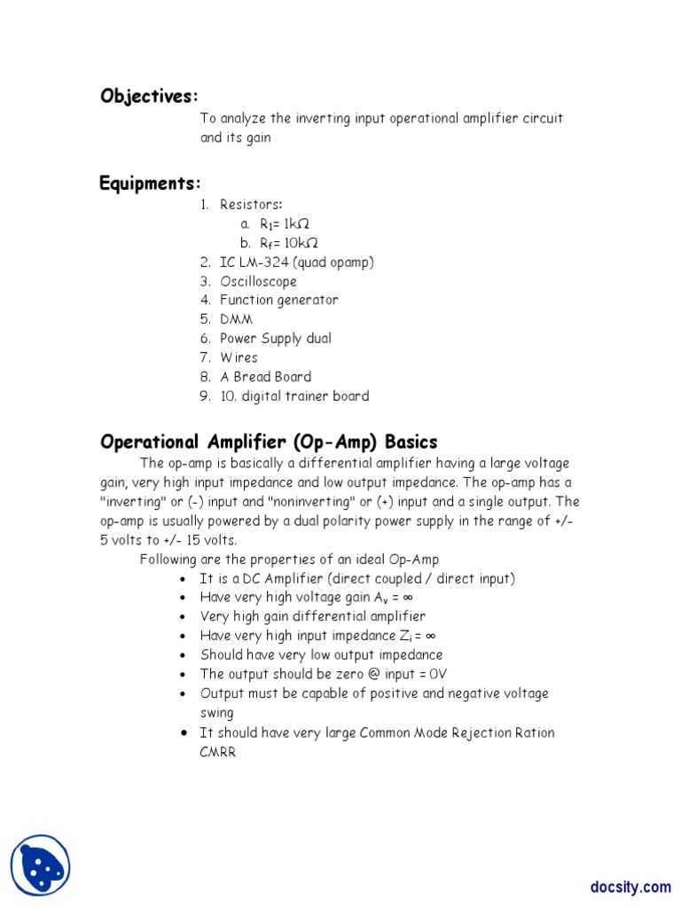 Op Amp Electronics Lab Report | PDF | Operational Amplifier | Amplifier