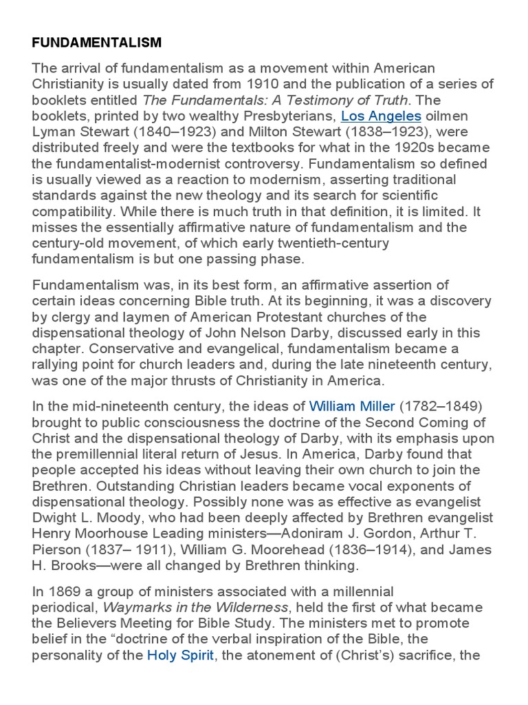 FUNDAMENTALISM | Download Free PDF | Christian Fundamentalism | Calvinism