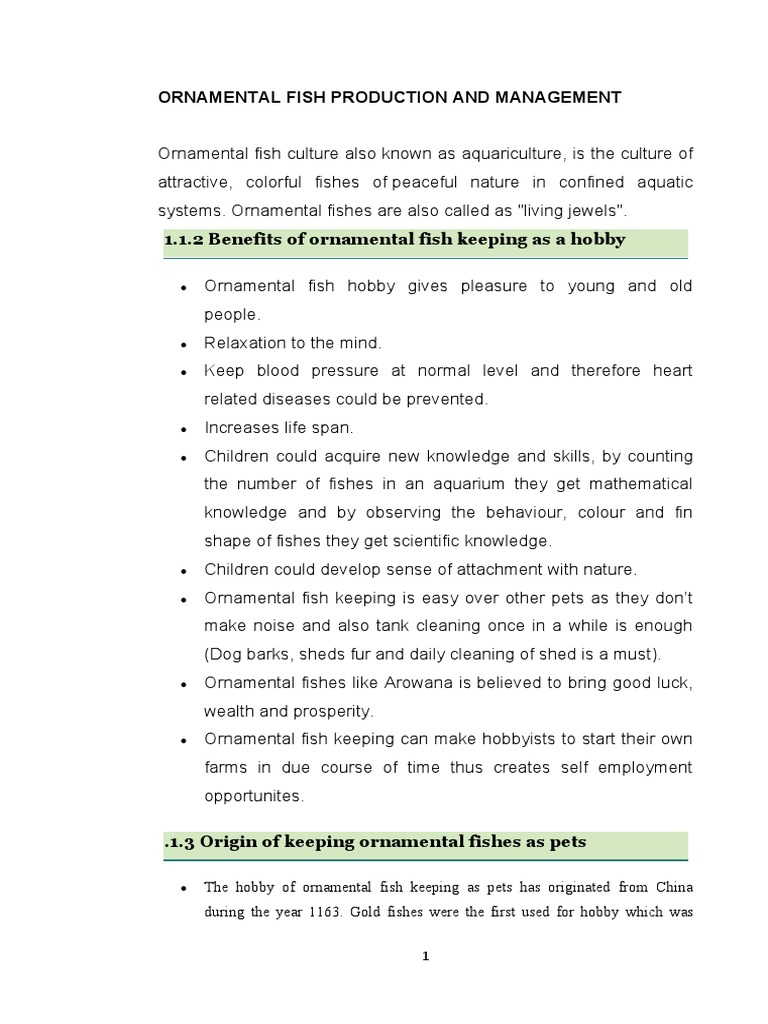 Ornamental Fish Production Overview | PDF | Aquarium | Fishkeeping