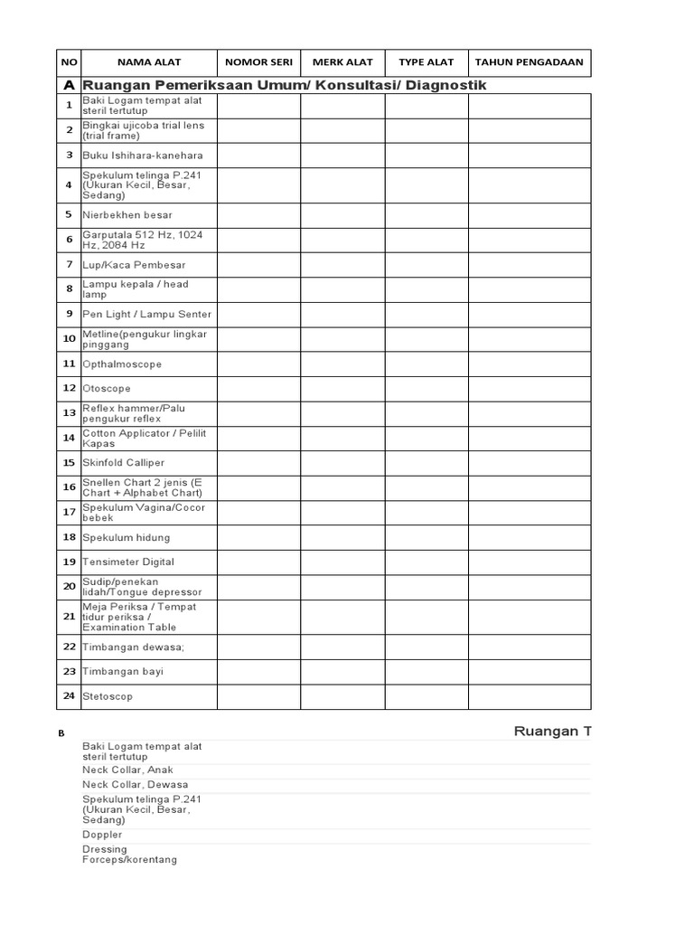Data Alkes Klinik Tunggal Panaluan | PDF