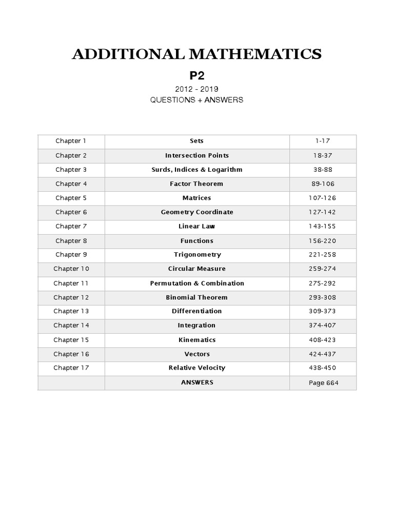 Igcse 2012 2019 Add Math Paper 2 Question Pdf Mathematics