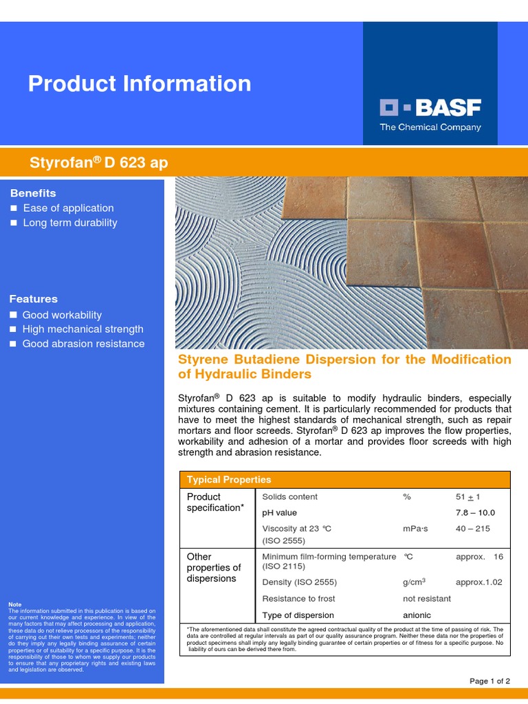 BASF - Styrofan - D - 623 | PDF | Cement | Physical Sciences