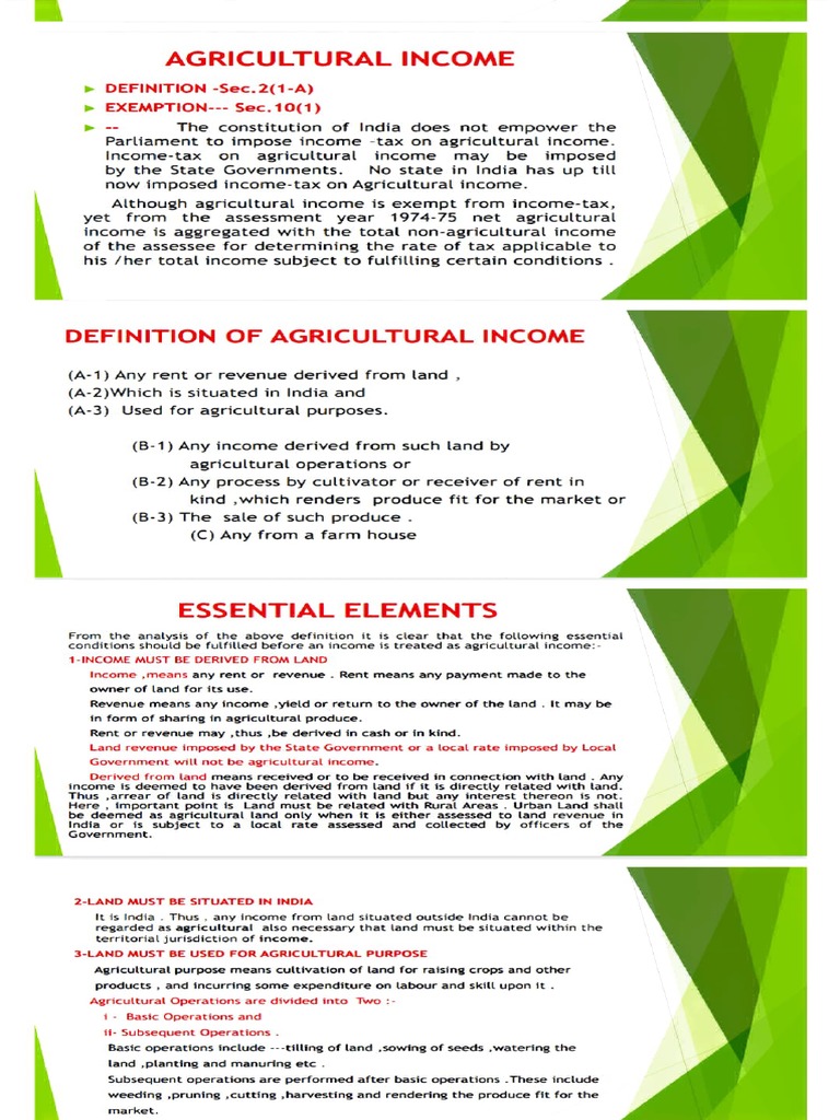 Theory of Agriculture Income | PDF | Income Tax | Taxes