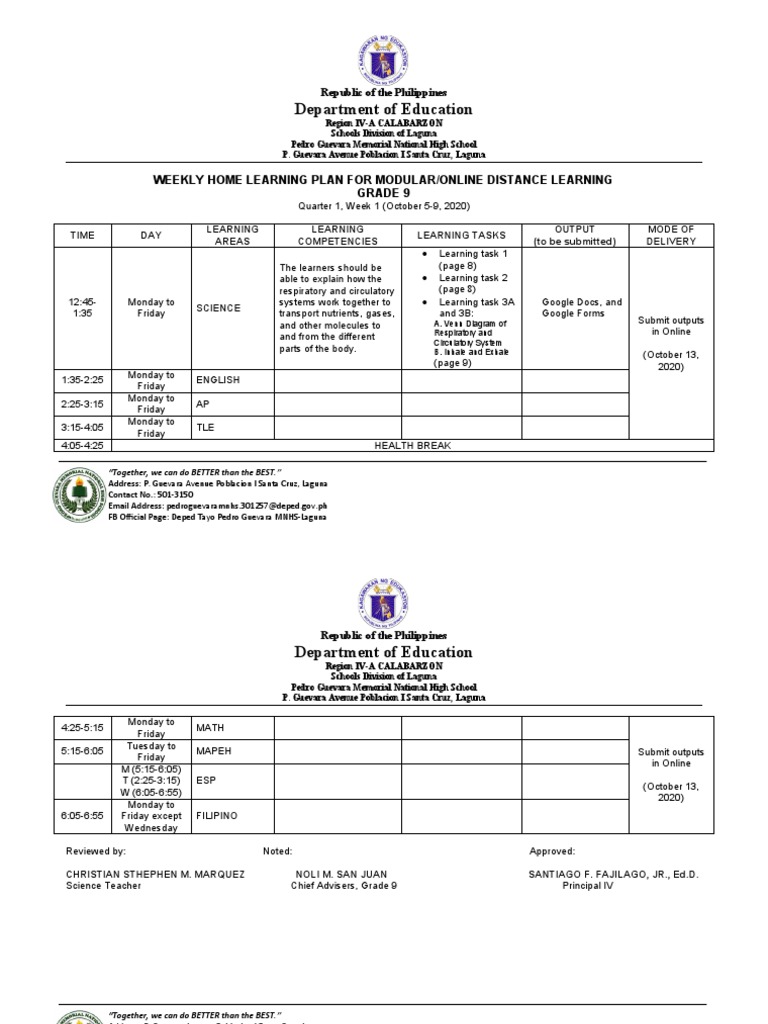 Grade 9 WHLP Week 1 and 2 | PDF