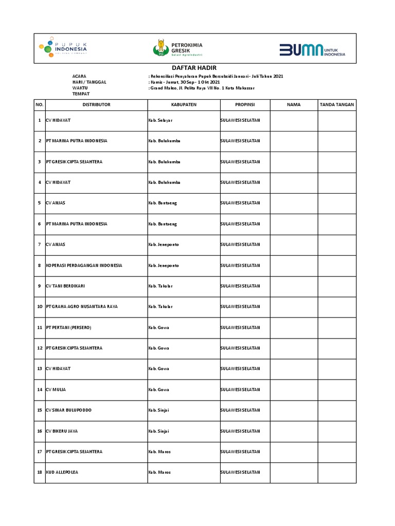 Daftar Hadir Sosialisasi Permentan No 10 Tahun 2022 Di Kelompok Tani | PDF Daftar Hadir Sosialisasi Permentan No 10 Tahun 2022 Di Kelompok Tani | PDF
