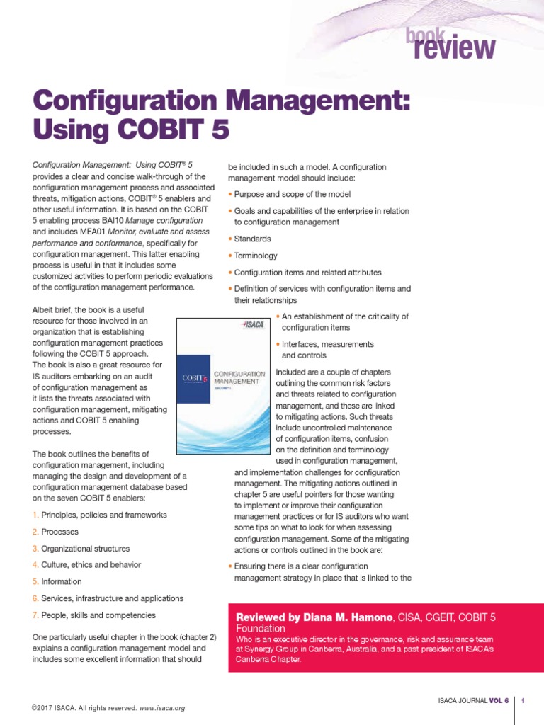 Configuration Management Using Cobit 5 Joa Eng 1117 Pdf Audit
