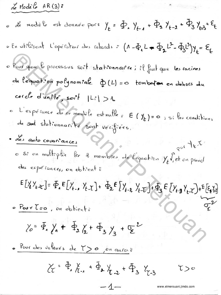 Compléments Du Cours Et Exercices Corrigés (AR-MA-ARMA-ARIMA) Doc021 | PDF