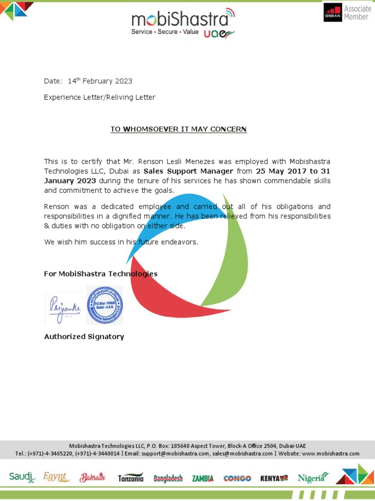 Exp Letter Format | PDF | Business