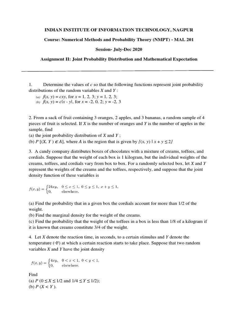 PT - Practice Assignment 2 (With Solutions) | PDF | Probability ...