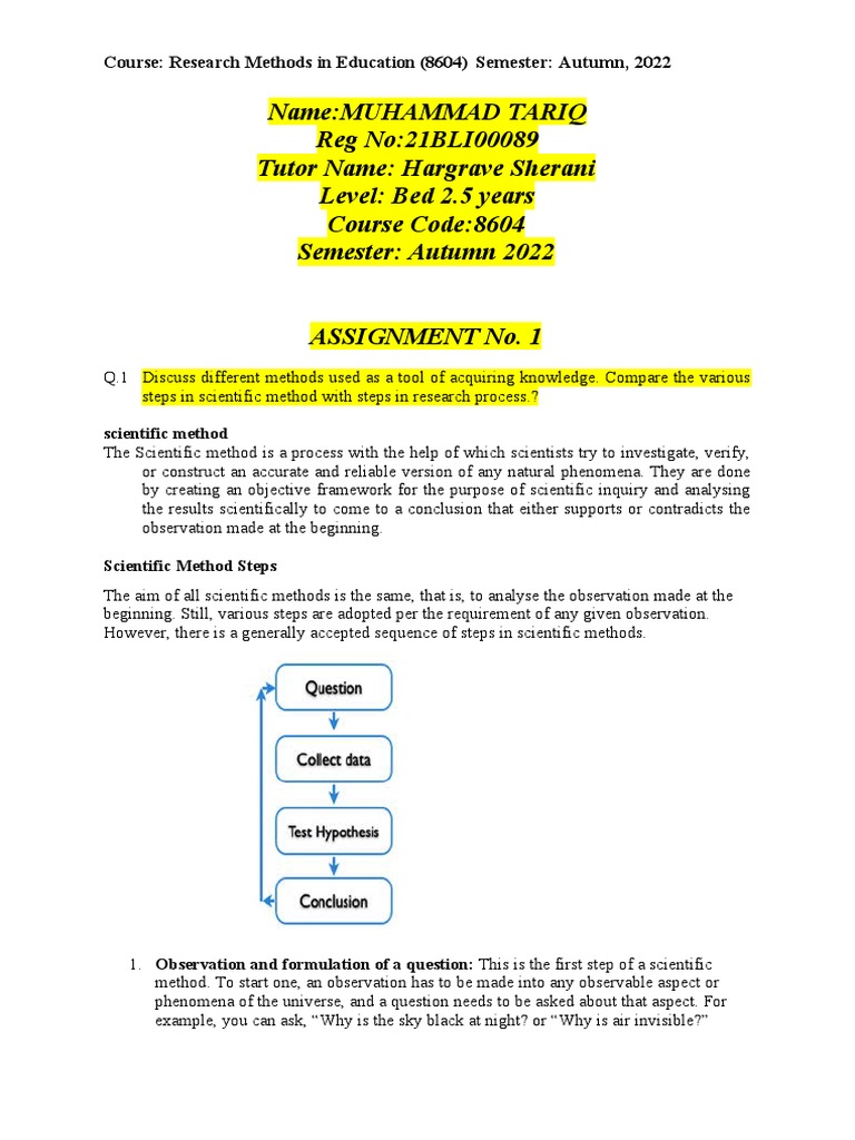 8604.1 Assignment No 1 AIOU Autumn 2022 | PDF | Methodology | Validity (Statistics)