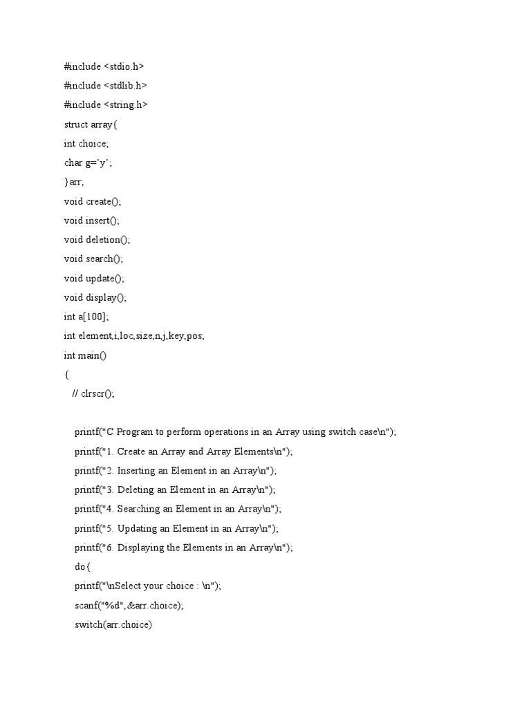 Implementation of Array Operations Using Functions and Loops | PDF | Computer Engineering ...