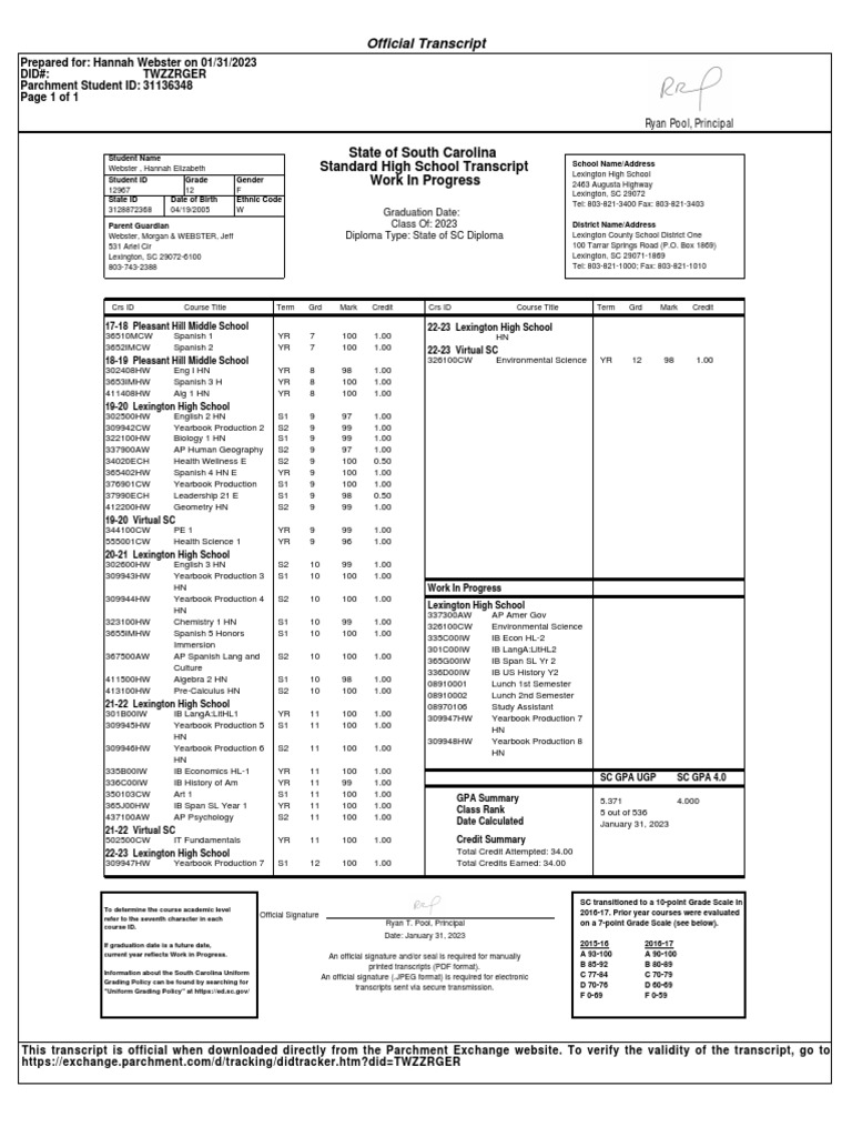 Transcript 2023 | PDF