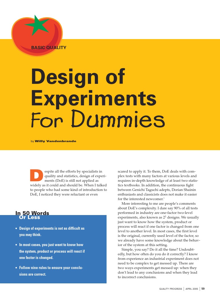 Design of Experiments For Dummies | PDF | Sample Size Determination ...
