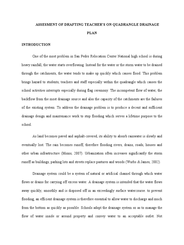 Assessment of a Proposed Quadrangle Drainage Plan for San Pedro ...