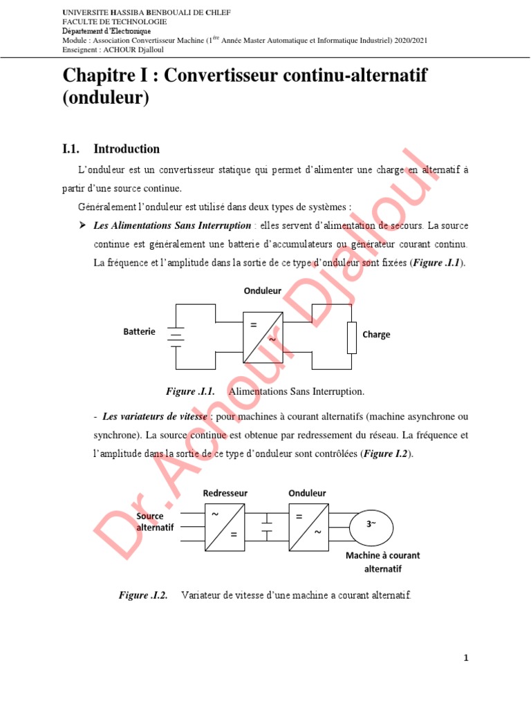 Chapitre 1 | PDF | Onduleur | Redresseur