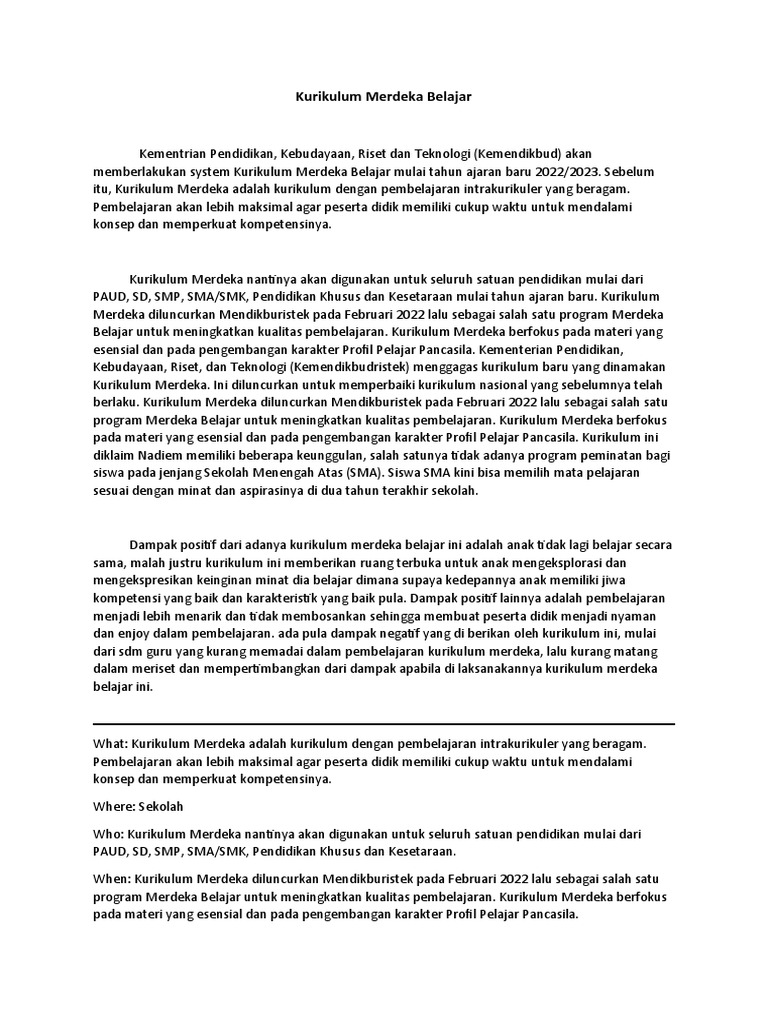 Kurikulum Merdeka Belajar | PDF