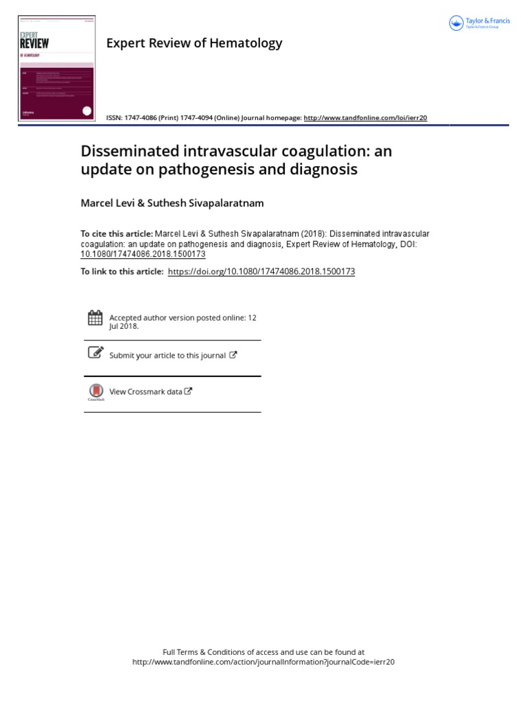 DIC: Pathogenesis and Diagnosis Update | PDF | Coagulation | Platelet