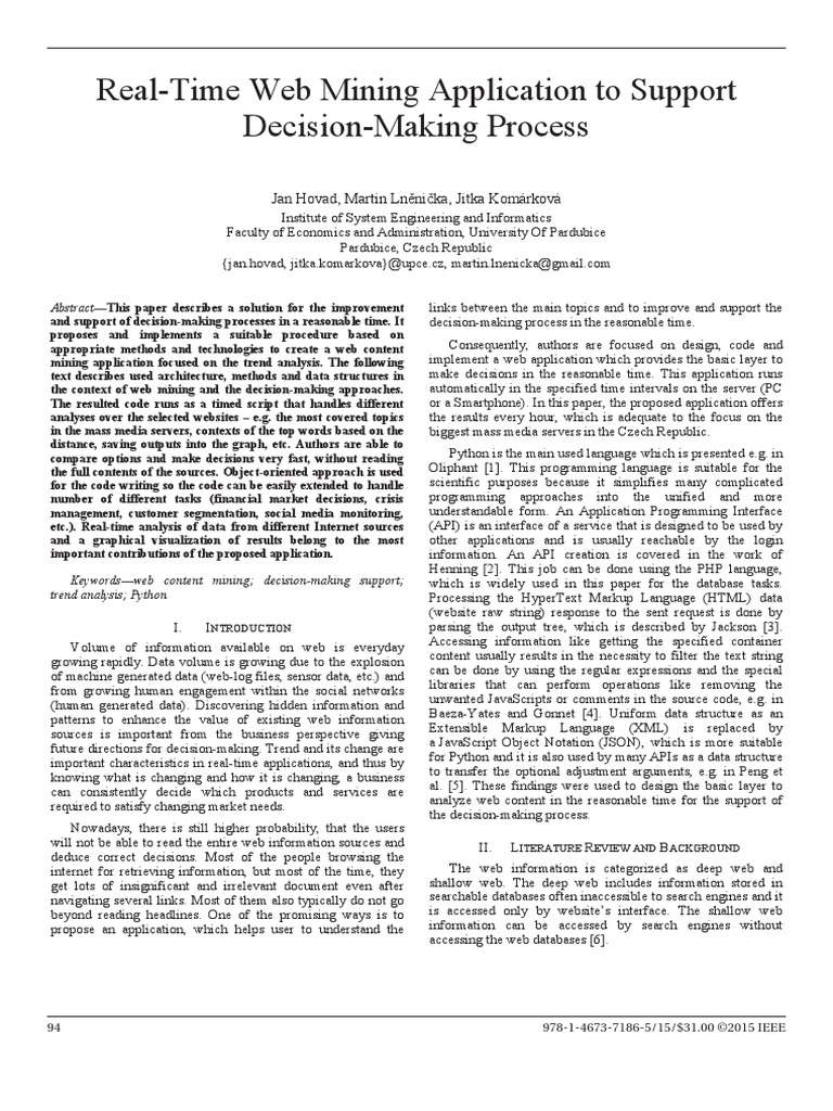 Hovad2015 - Real-Time Web Mining Application To Support Decision-Making Process | PDF