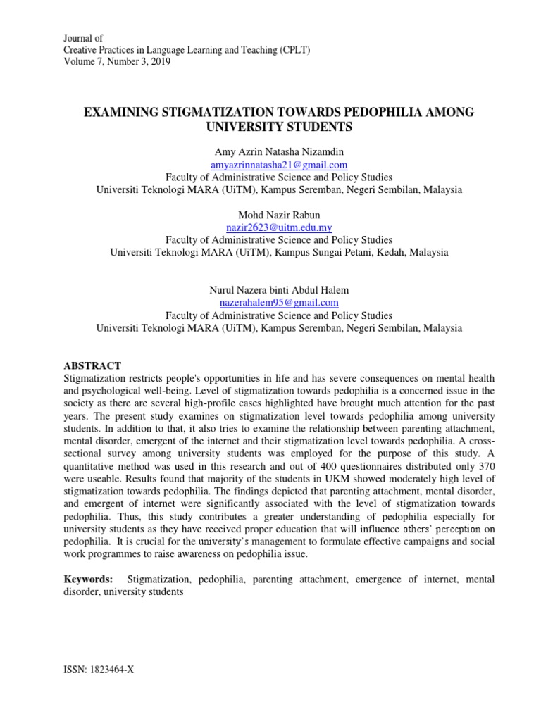 Aj - Amy Azrin Natasha Nizamdin CPLT K 19 | PDF | Pedophilia | Attachment Theory