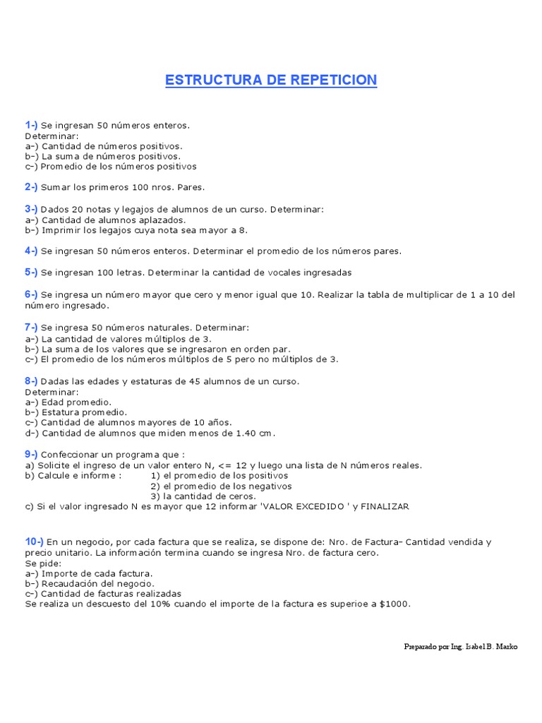 Estructura Repetitiva | PDF | Entero | Factura