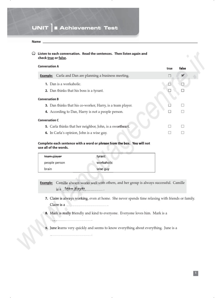Unit 1 Test | PDF | Syntax | Linguistics