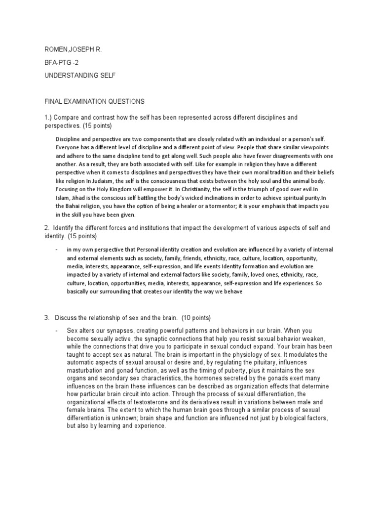 Uts (Final Exam) | PDF | Brain | Identity (Social Science)