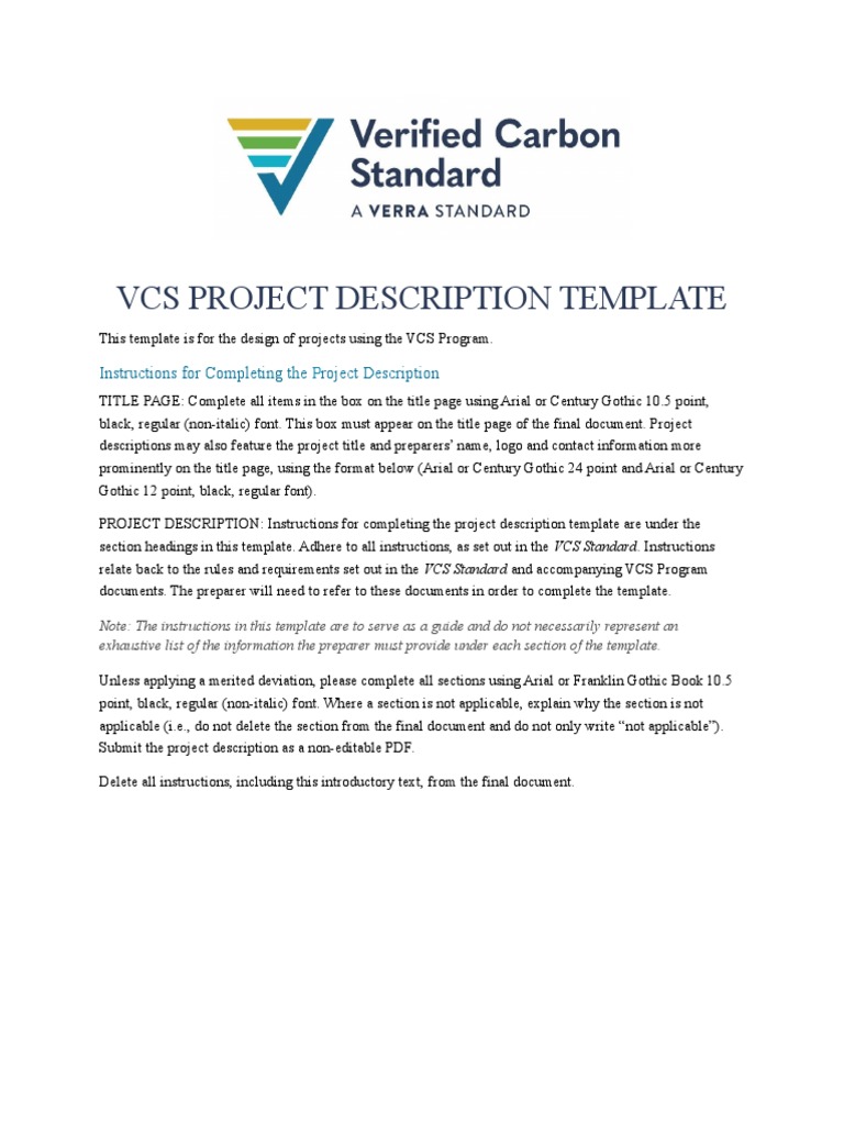VCS Project Description Template | PDF | Quality Assurance | Accuracy ...