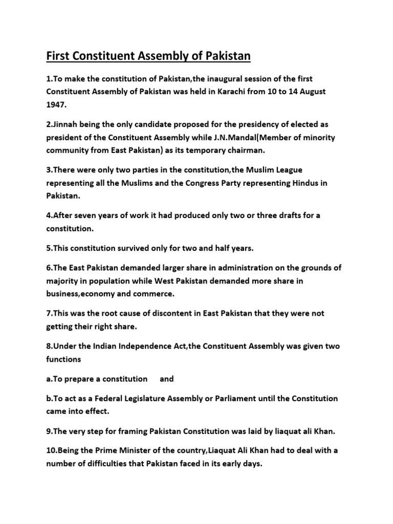 First Constituent Assembly of Pakistan | PDF | Pakistan | Muhammad Ali ...