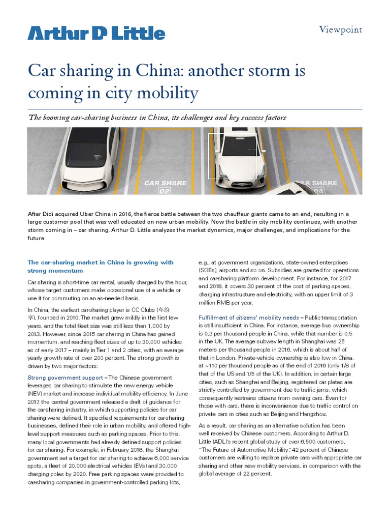 201 - Arthur D Little - Adl - Car - Sharing | PDF | Car | Motor Vehicle