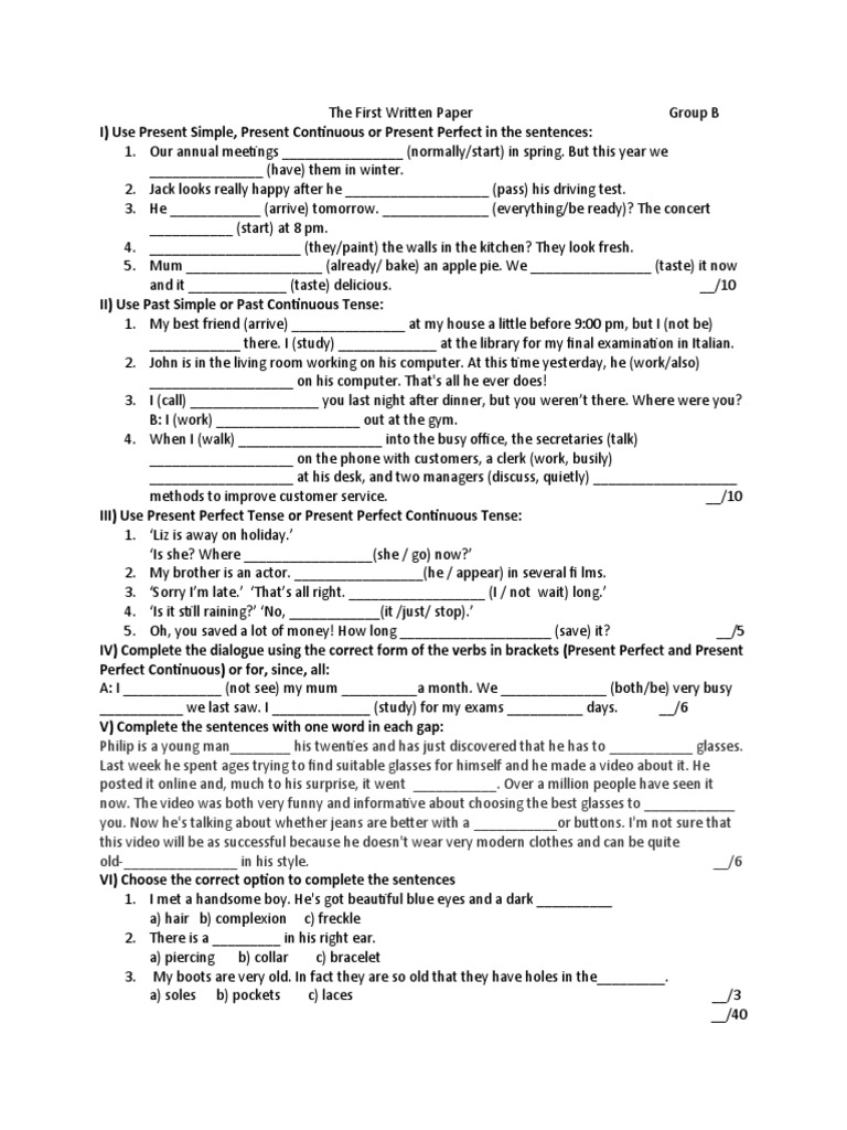 Test Example For 8th Grade Group B | PDF | Linguistics