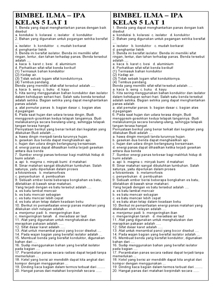 2 - IPA - Kelas 5 - Latihan | PDF