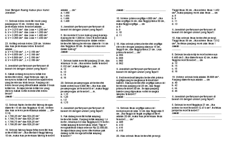 2 - MTK - Kelas 6 - Volume Bangun Ruang | PDF