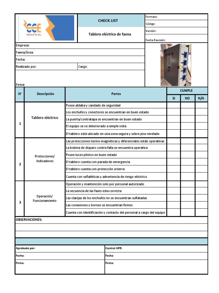 Check List Tablero Electrico Pdf