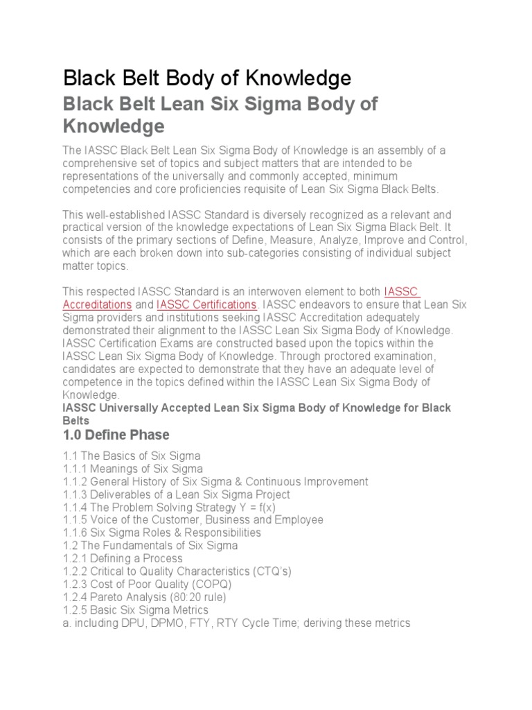 LSS BB Body of Knowledge | PDF | Six Sigma | Statistics