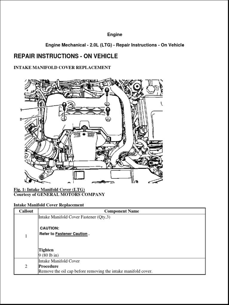 OPEL INSIGNIA 2013 - Engine Mechanical - 2.0L (LTG) - Repair Instructions - On Vehicle | PDF ...