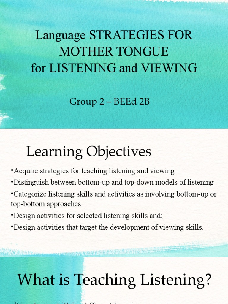 Language Strategies For Mother Tongue | PDF | Top Down And Bottom Up ...