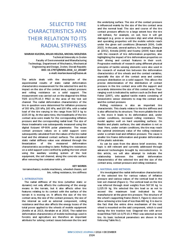 Mmscience - 2016 12 - Selected Tire Characteristics and Their Relation ...