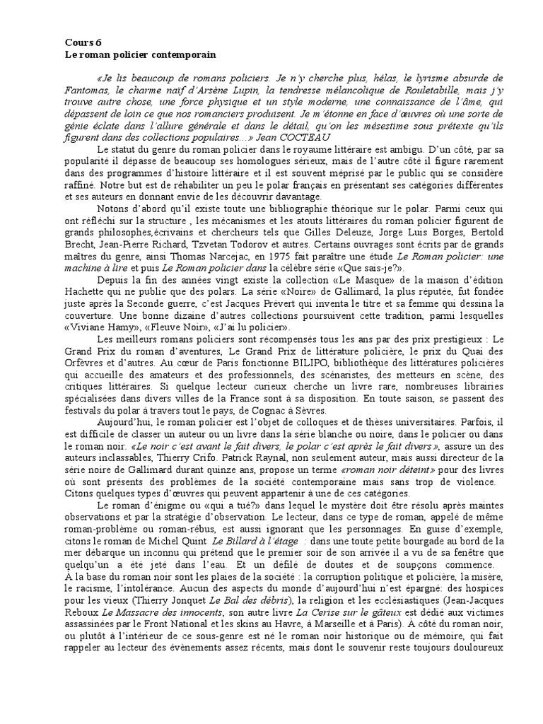 Cours 6 | PDF | Fiction crime | Thriller policier