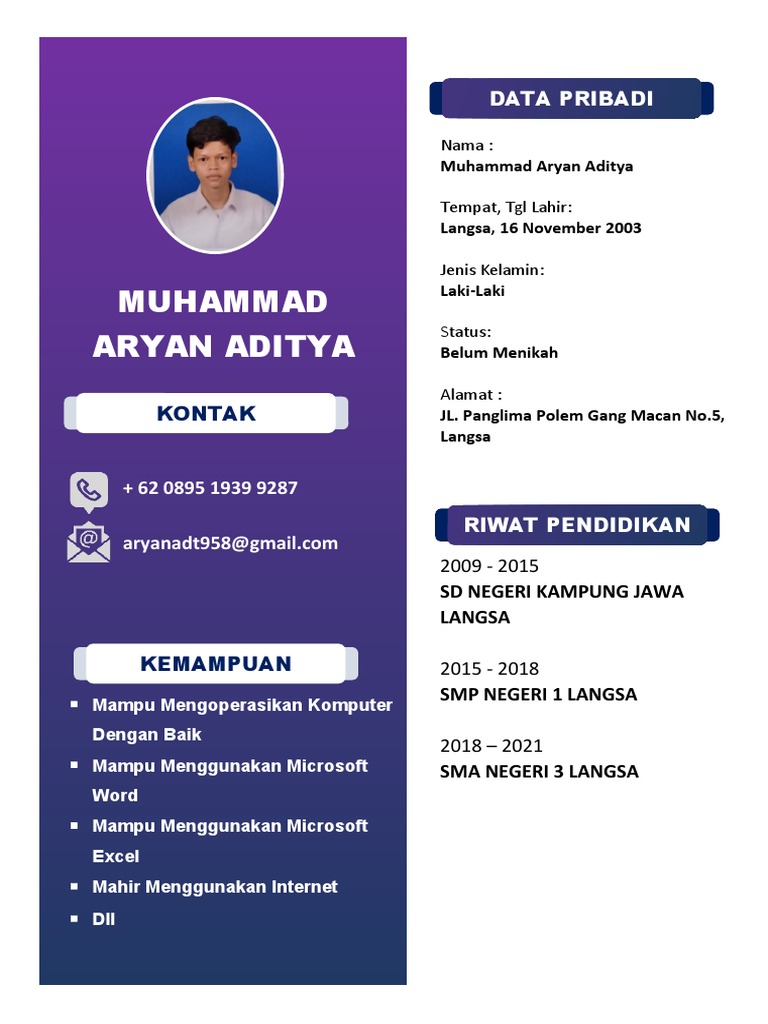 Profil Pendidikan Muhammad Aryan Aditya | PDF