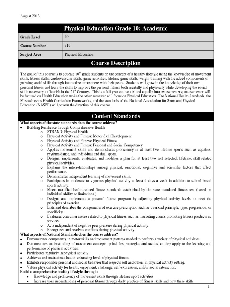 Health and Physical Education Curriculum | Download Free PDF | Physical ...