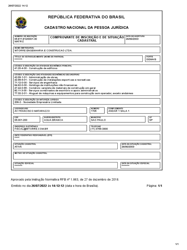 WTEC - Cartão CNPJ | PDF | Brasil