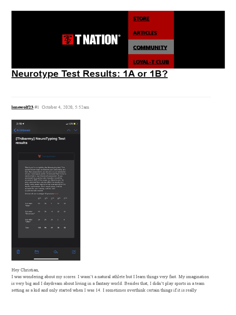 Neurotype Test Results - 1A or 1B - Christian Thibaudeau Coaching ...