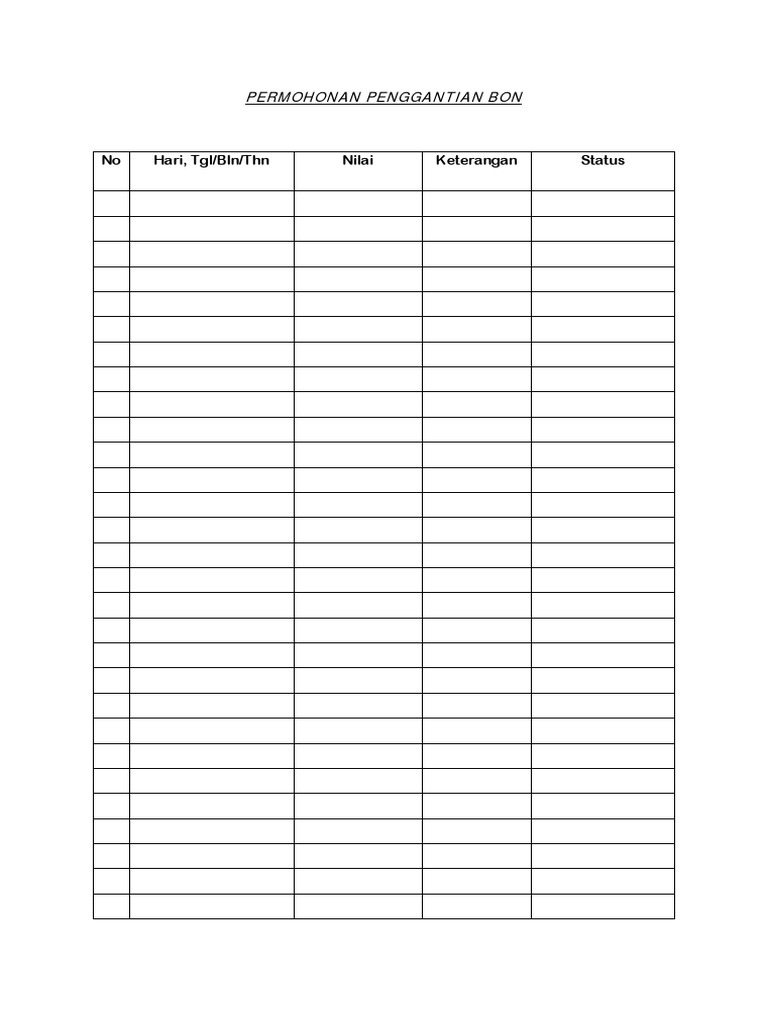 Data Bon Penggantian | PDF
