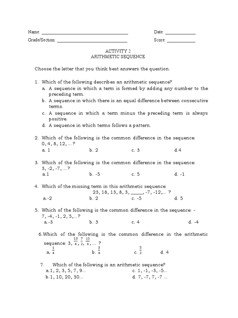 Ashley Visitacion - Arithmetic Sequence. | PDF | Arithmetic | Mathematical Concepts
