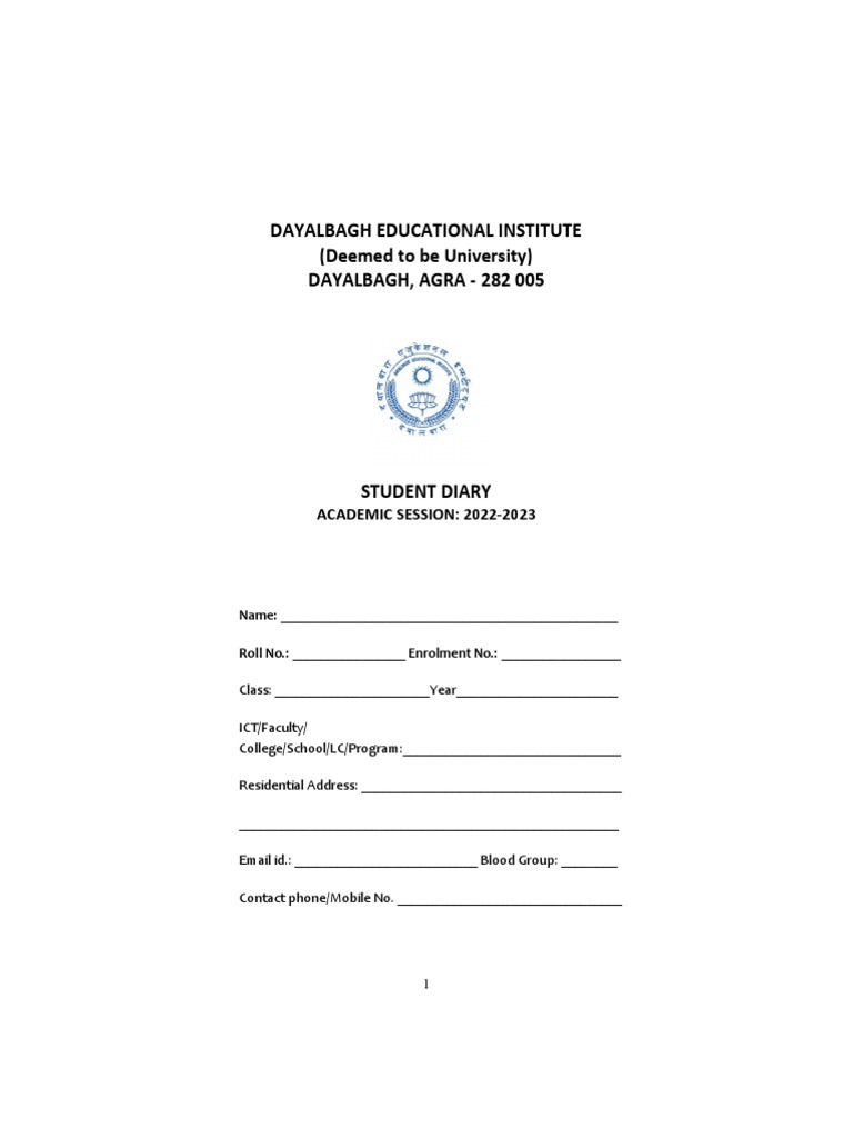 Final Student Diary 2022-23 | PDF | Academic Term | Songs
