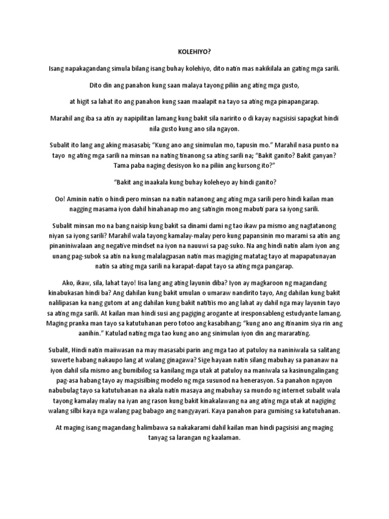 KOLEHIYO - Docx 123 | PDF