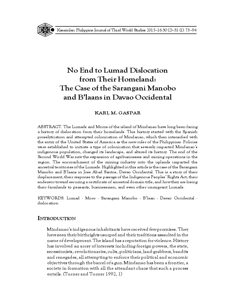 UNFINISHED - No End To Lumad Dislocation From Their Homeland The Case ...