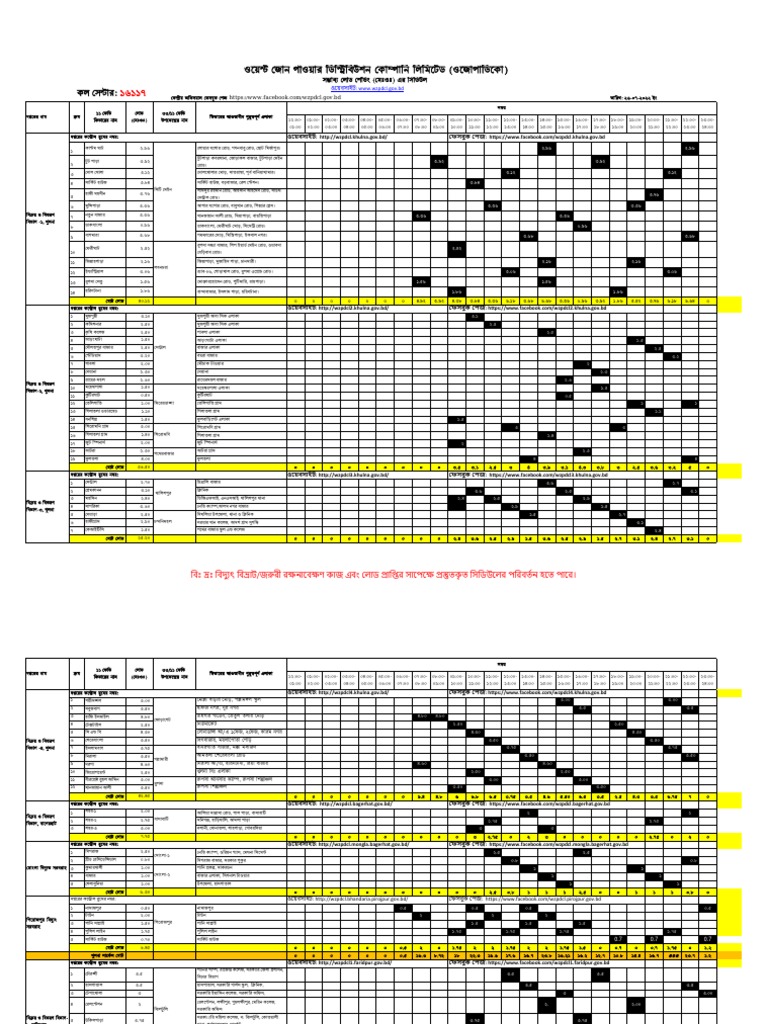 Load Shedding Schedules Khulna | PDF