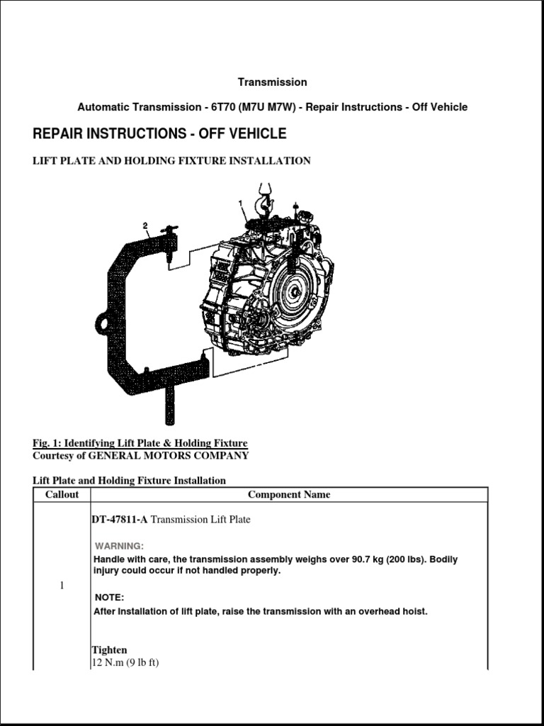 016 - Automatic Transmission – 6T70 (M7U M7W) – Repair Instructions ...