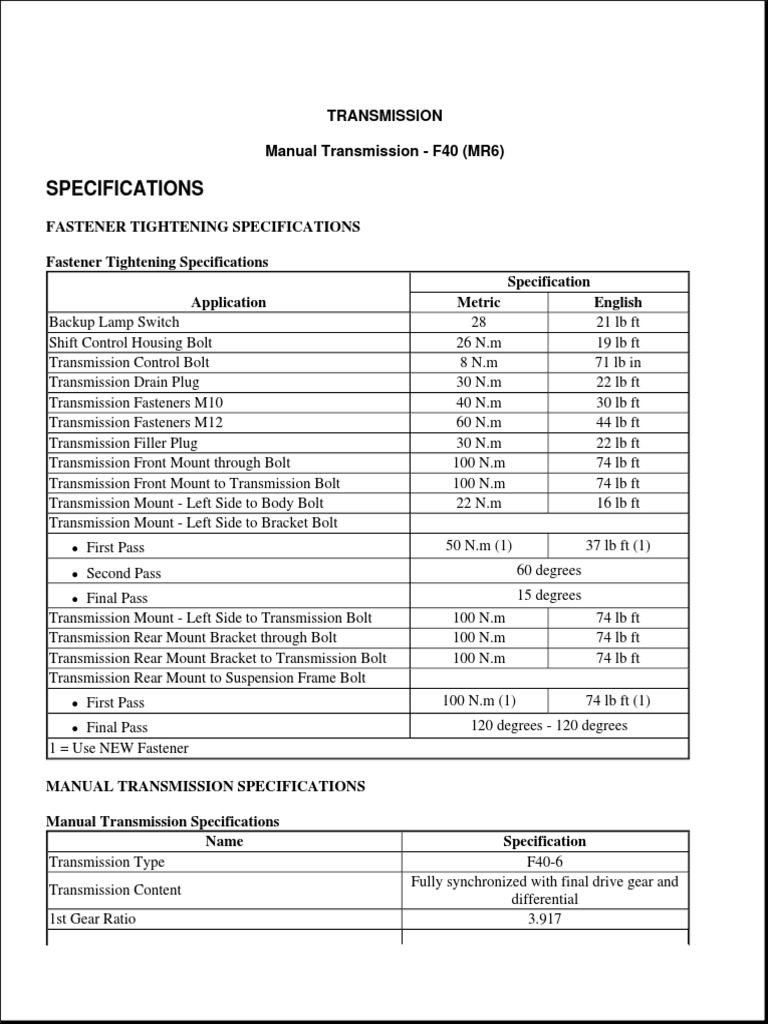 100 - Manual Transmission - F40 (MR6) | PDF | Manual Transmission ...